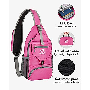 WATERFLY Packable Small Crossbody Sling Backpack Shoulder Chest Bag Daypack for Hiking Traveling