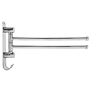 Oumefar Towel Rack, Wall Mounted Towels Rail Rust Resistant Easy To Install 304 Stainless Steel for with Hook for Bathroom(Two shots) Plumbingfixtures