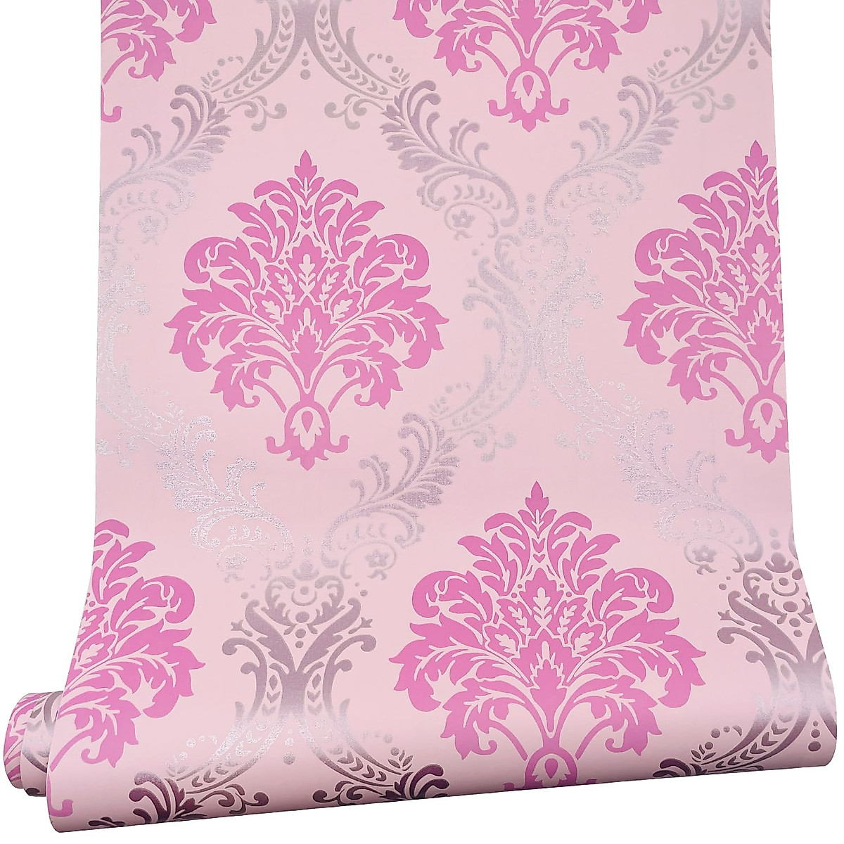 Yifely Vintage Pink Damask Self-Adhesive Shelf Drawer Liner Moisture Proof PVC Mat 45x300cm