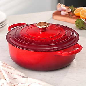 Le Creuset Signature 6.75-quart Round Wide Oven with Copper Knob - Enameled Cast Iron (Cerise)