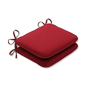 Pillow Perfect - 355528 Outdoor/Indoor Pompeii Round Corner Seat Cushions, 18.5" x 15.5", Red, 2 Pack