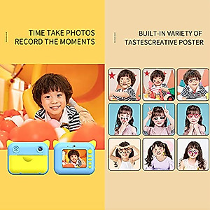 CalmGeek Cute Kids Instant Print Camera 1080P Digital Video Camera Dual Camera Lens 12MP 2.4 Inch LCD Screen Built-in Battery Birthday Festival for Boys Girls