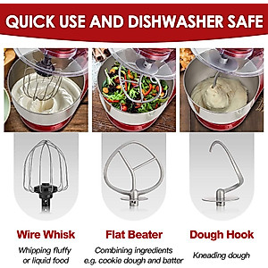 Stand Mixer, COKLAI Electric Mixer, 6 Speed Dough Mixer Metal Lid with Stainless Steel Bowl, Tilt-head Kitchen Mixer with Wire Whisk, Dough Hook, Flat Beater & Splash Guard, Food Mixer for Baking