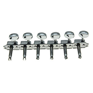 Wilkinson Deluxe 6 Inline Vintage Guitar Tuners with Split Post Guitar Tuning Keys Peg Machine Heads for Strat/Tele Guitars Chrome