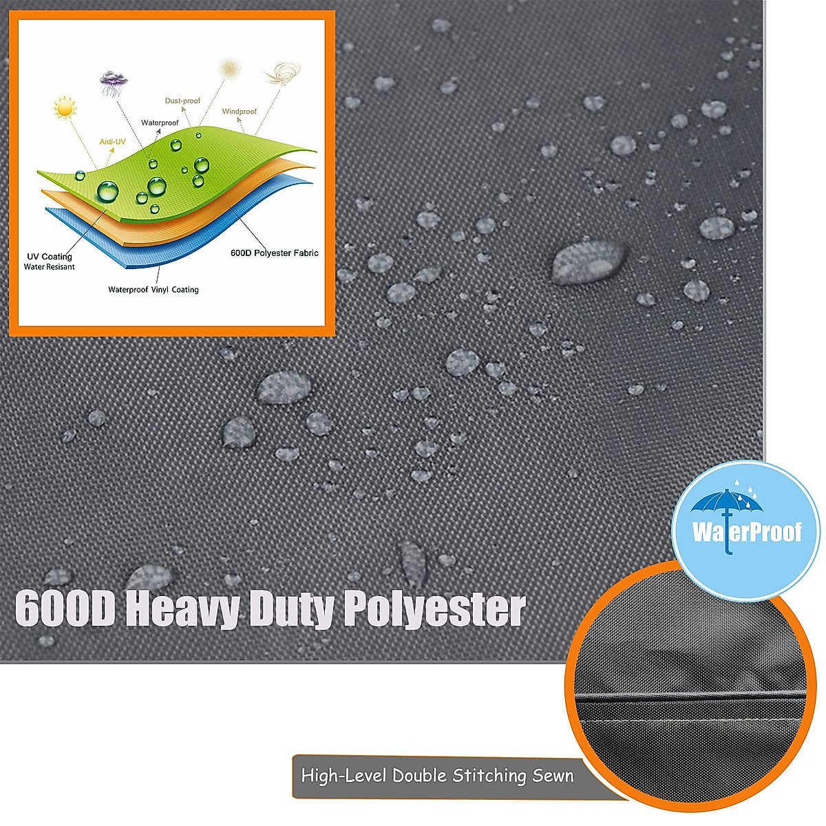 HWmatyCover Stackable Patio Chair Cover, Waterproof Outdoor Chair Cover, Heavy Duty Lawn Patio Furniture Covers, Fits for 4-6 Stackable Dining Chairs, (28" Wx40" Dx47" H, Grey)