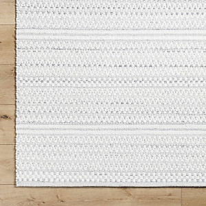 Hauteloom Kendi Wool Living Room, Bedroom Area Rug - Modern Farmhouse - Neutral Bohemian Boho - Light Gray, White - 3'6" x 5'6"