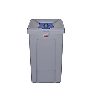 Rubbermaid Commercial Products Slim Jim Recycling Station 1-Stream Mixed Recycling Bin/Can/Kit/Station, 33 GAL, for Kitchens/Classrooms/Offices/Back of House/Colleges/Commercial Facilities (2171557)