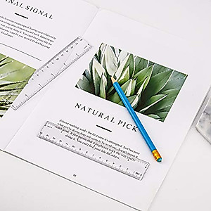 AIEX 10 PACK Clear Plastic Ruler 15cm 6 Inch Straight Ruler Transparent Plastic Ruler Kit Measuring Tool for Student School Office
