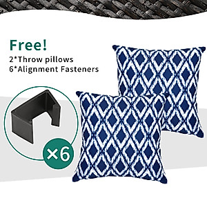 YITAHOME 6 Pieces Patio Furniture Set, Outdoor Sectional Sofa PE Wicker Conversation Set Outside Couch with Table for Porch Lawn Garden Backyard, Black