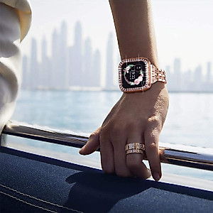 Surace Compatible for Fitbit Versa 2 Case, Bling Crystal Diamond Frame Protective Case Compatible for Fitbit Versa 2 Smart Watch (5 Packs, Rose Gold/Pink Gold/Black/Silver/Clear)