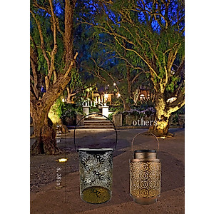 FLJZCZM Solar Lanterns Lights Outdoor Lantern Hanging Garden Metal Retro Light Battery Table Lamp Decorative Yard Camping Waterproof Yellow