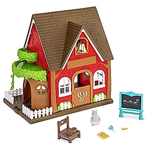 Li’l Woodzeez – Woodland Schoolhouse – Dollhouse Playset – 1 Doll Figure, Miniature Furnitures & Accessories Included - Pretend Play for Kids Age 3+