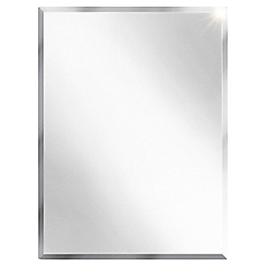 RecPro RV Bathroom Medicine Cabinet | 16” W x 22” H | Two Shelves | Frameless Polished Edge Mirror | Made in USA | White