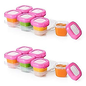 OXO Tot 2 ounce Baby Blocks Food Storage Containers, Pink