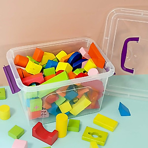 Sandmovie 6 Quart Clear Latching Box with Lid and Handles, Clear Plastic Storage Tote, 6 Packs