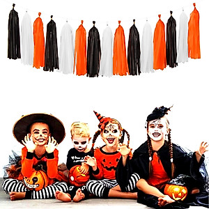 Black-White Orange Halloween Party-Decorations Tassel-Garland - 15pcs Graduation 2025 Supplies Tassels, Birthday Wedding Baby Bridal Shower Decor Panduola