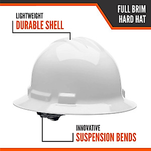 Malta Dynamics Made in US Full Brim Hard Hat, OSHA/ANSI Compliant, White