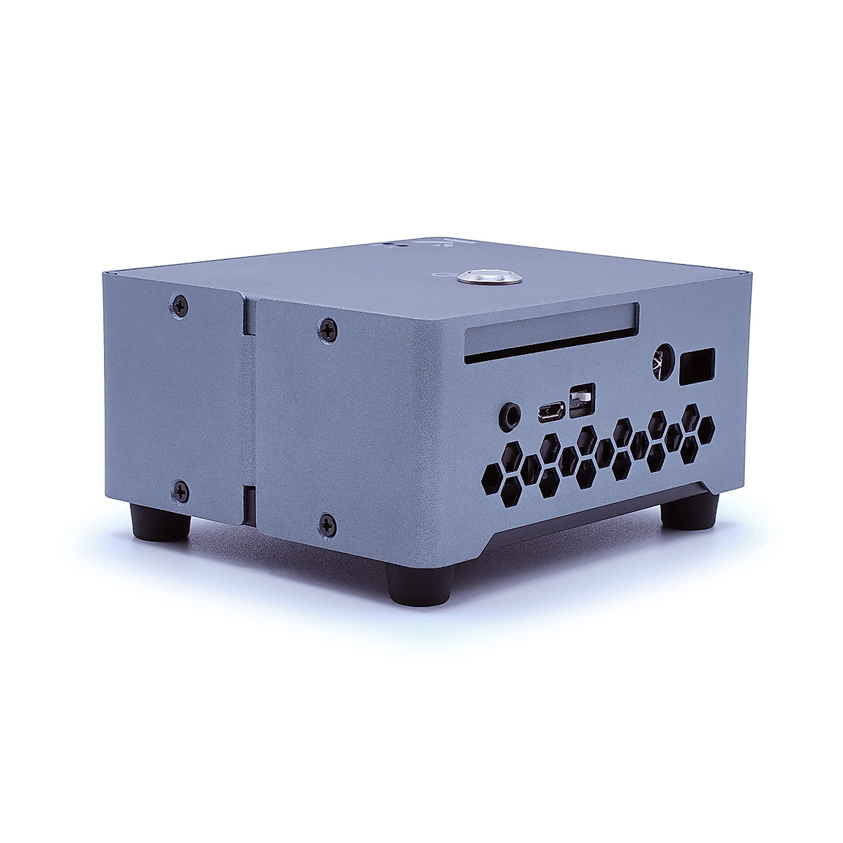 KKSB Odroid N2+ Case | Grey Aluminum Odroid N2+ Enclosure with 80mm Fan | 12mm Momentary Pushbutton Included