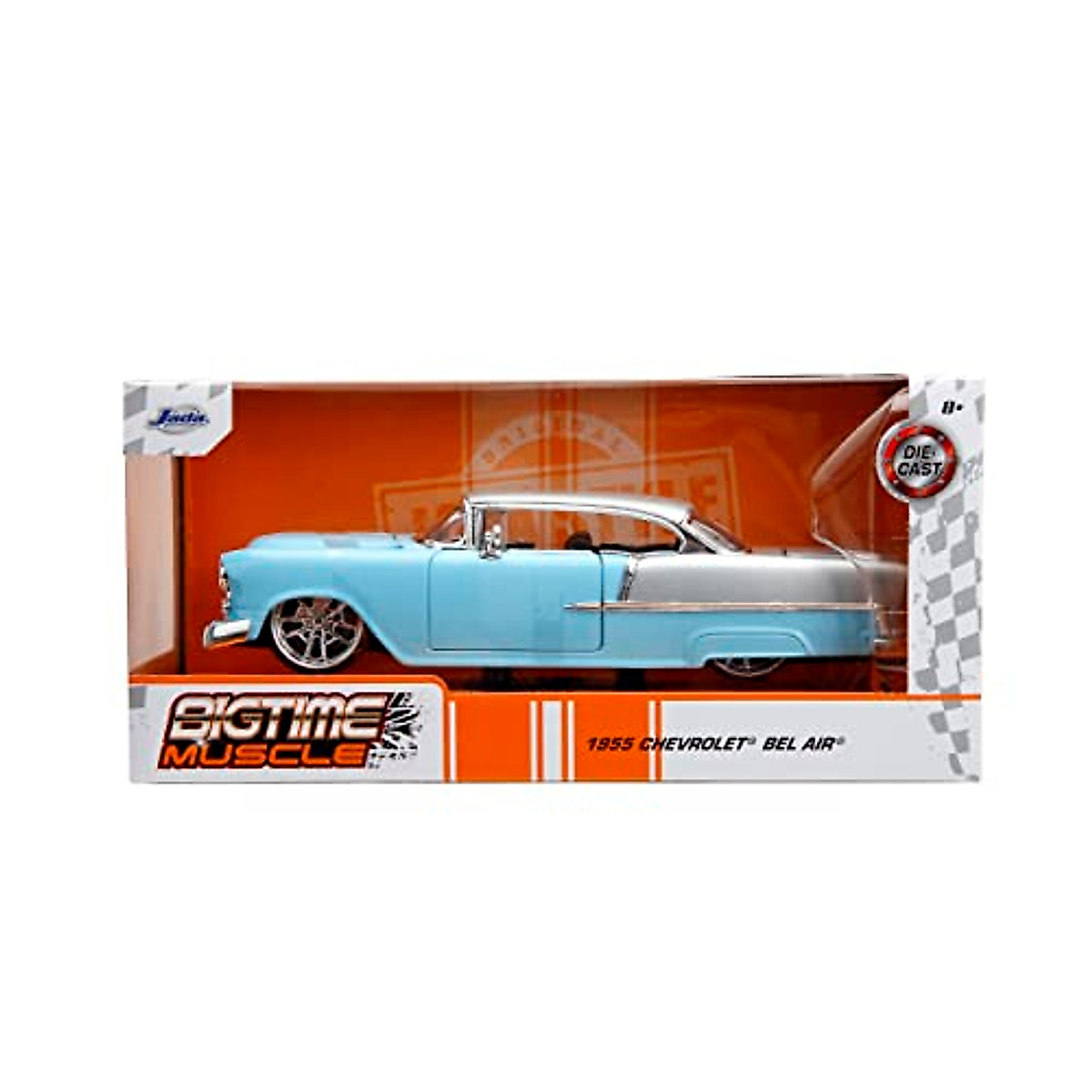 Big Time Muscle 1:24 1955 Chevrolet Bel-Air Die-Cast Car, Toys for Kids and Adults(Light Blue)