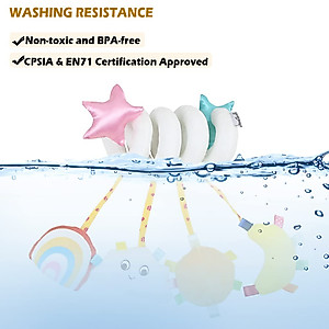 KAKIBLIN Hanging Toys for Car Seat Crib Mobile, Infant Baby Spiral Plush Toys for Crib Bed Stroller Car Seat Bar, White