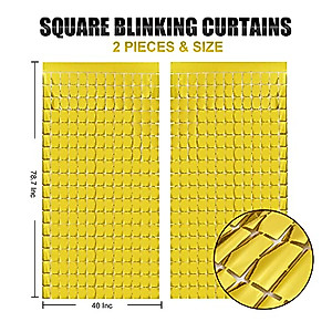 Gold Shimmer Wall Backdrop, Square Backdrop Curtain,2Pcs 3.3x6.6 Feet Gold Streamer Backdrop for Party Decorations