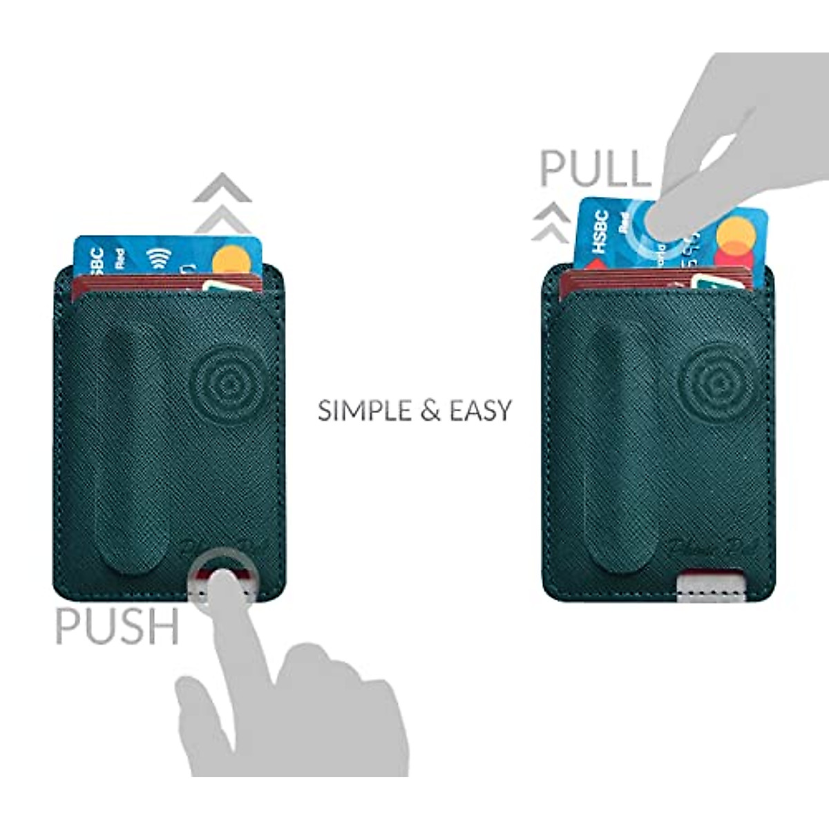 Phone Wallet Stick On Made of Imitation Leather with Stand and RFID Blocking Ideal Phone Card Holder for Credit Cards and ID Card Compatible with Most Smartphones (Green)