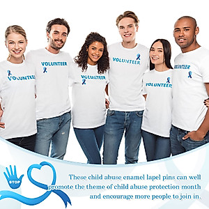 Giegxin 100 Pcs Child Abuse Prevention Awareness Pin Child Abuse Awareness Brooch Products Blue Ribbon Pinwheel Lapel Pins for Child