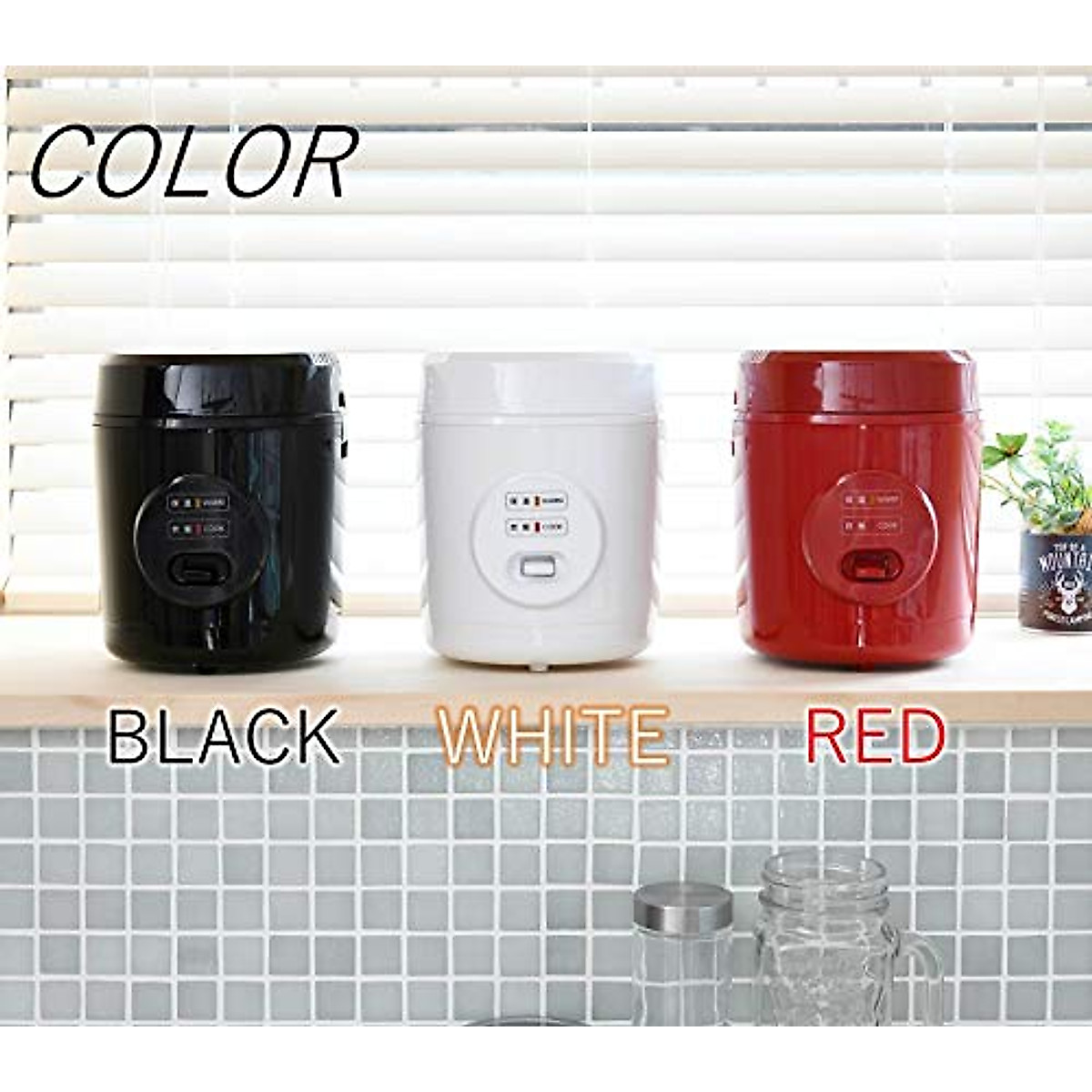 Yamazen Rice Cooker 0.5 to 1.5 cup Small Mini Rice Cooker Red YJE-M150 (red)