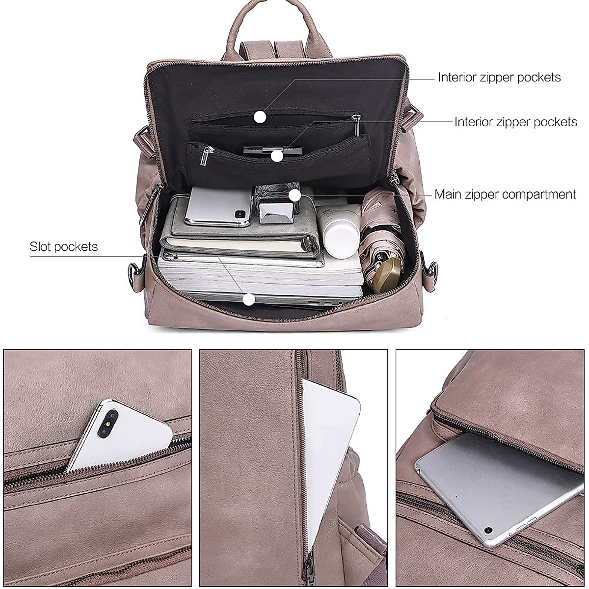 CLUCI Backpack Purse for Women Fashion Leather Crossbody Bags Purses for Women, Leather Messenger Tassel Bag