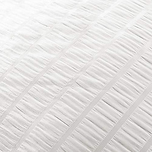 Lush Décor Farmhouse Seersucker 5-Piece Full/Queen Comforter Set (White)