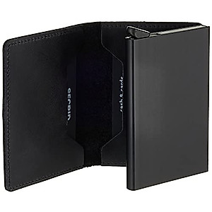 Secrid Men Slim Wallet Genuine Leather RFID Card Case Max 12 Cards, Black, 14mm slim
