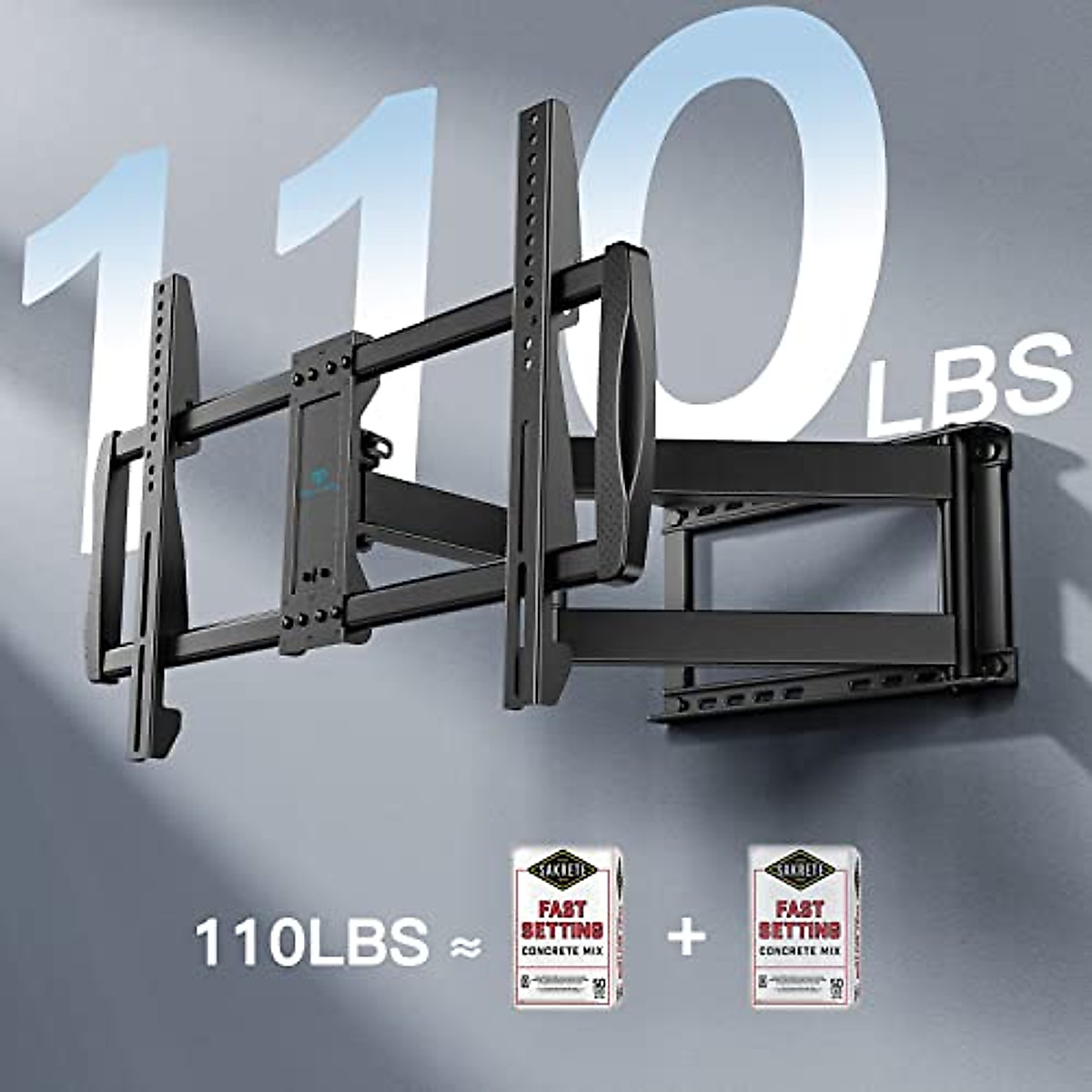 Full Motion TV Wall Mount for 37-75 inch OLED Flat/Curved TVs with VESA 600x400mm, Articulating Corner TV Bracket Swivel & Tilt, 27.36 inch Extension, Holds TVs up to 110lbs, 16" Wood Stud, PSXLF03