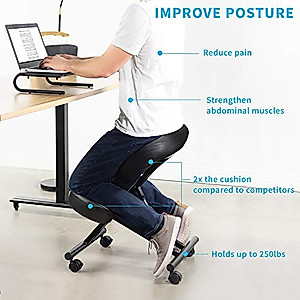 DRAGONN by VIVO Ergonomic Kneeling Chair, Adjustable Stool for Home and Office - Improve Your Posture with an Angled Seat - Thick Comfortable Cushions, Black, DN-CH-K01B