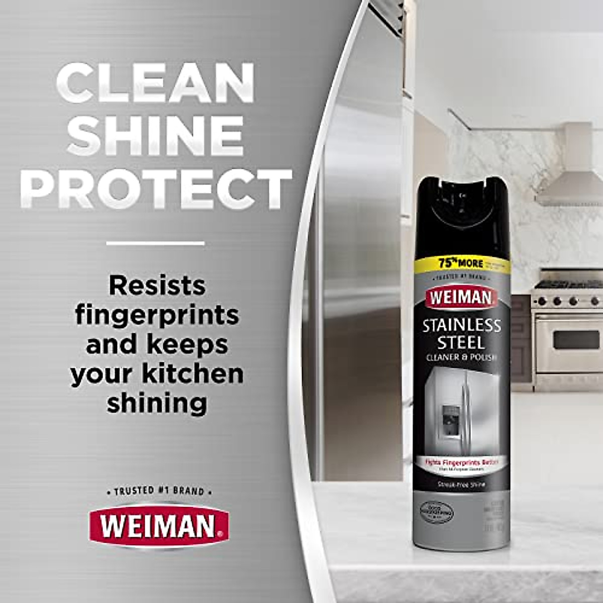 Weiman Stainless Steel Cleaner & Polish Protects Appliances From Fingerprints & Gives a Streak-Free Shine - For Refrigerators, Oven, Dishwasher, Stove - 2 Pack Aerosol Spray with Microfiber Cloth Included