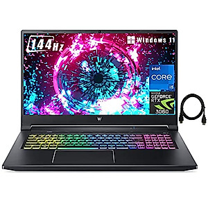 Acer Predator Helios 300 Gaming Laptop, 17.3" Full HD IPS 144Hz, Intel i5-11400H CPU, GeForce RTX 3060 GPU, 16GB DDR4RAM, 1TB PCIe SSD, RGB Keyboard, Windows 11 Home, TWE 4K HDMI Cable