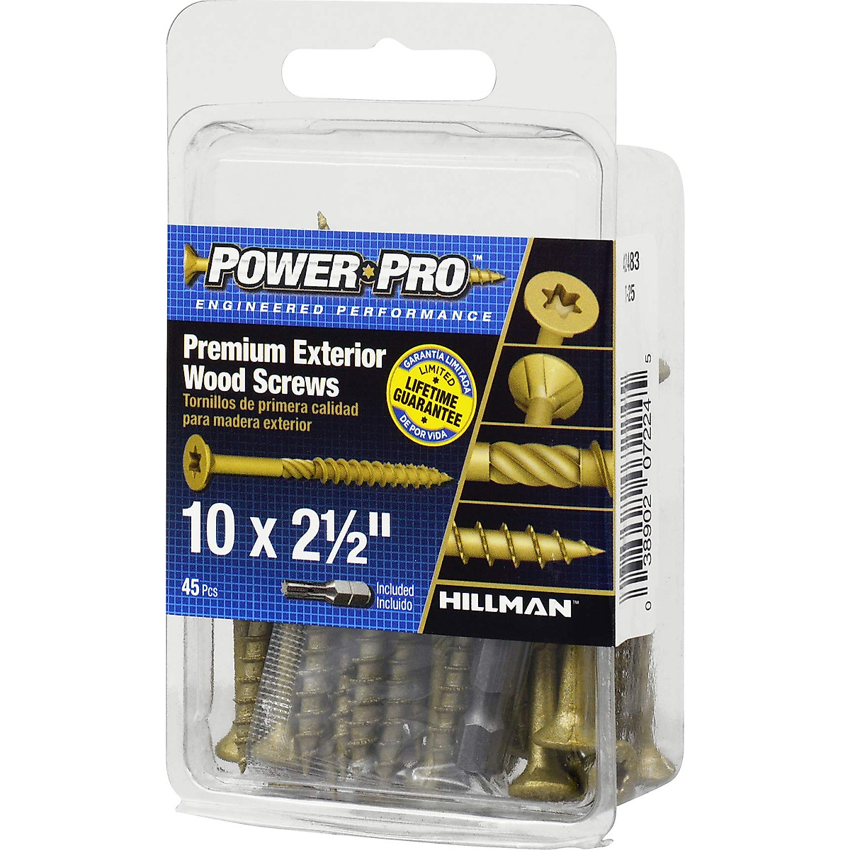 Power Pro 42483 Wood Screws, 10 x 2.5, Bronze, 45 Piece