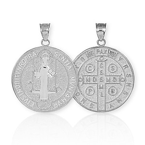 Claddagh Gold Medal of Saint Benedict 925 Sterling Silver Coin Pendant (Small)