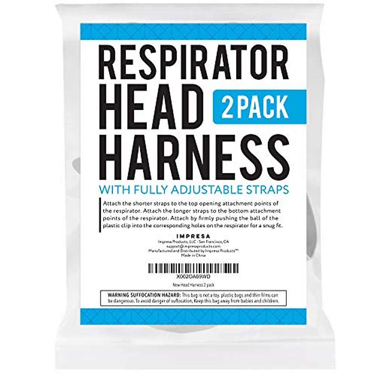 IMPRESA - Replacement Head Harness Straps for Respirator Mask - 2 Pack - Compatible with 3M Full Facepieces 6000 Series - 51131370055 - Size 6897/37005(AAD)