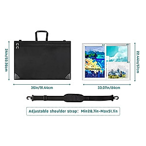 EUYZOU Art Portfolio Case, 24" x 36",Large Art Storage Folder with Handle, Poster Board Storage Bag, Art Carrying Tote Bag with Adjustable Shoulder Strap for Artwork