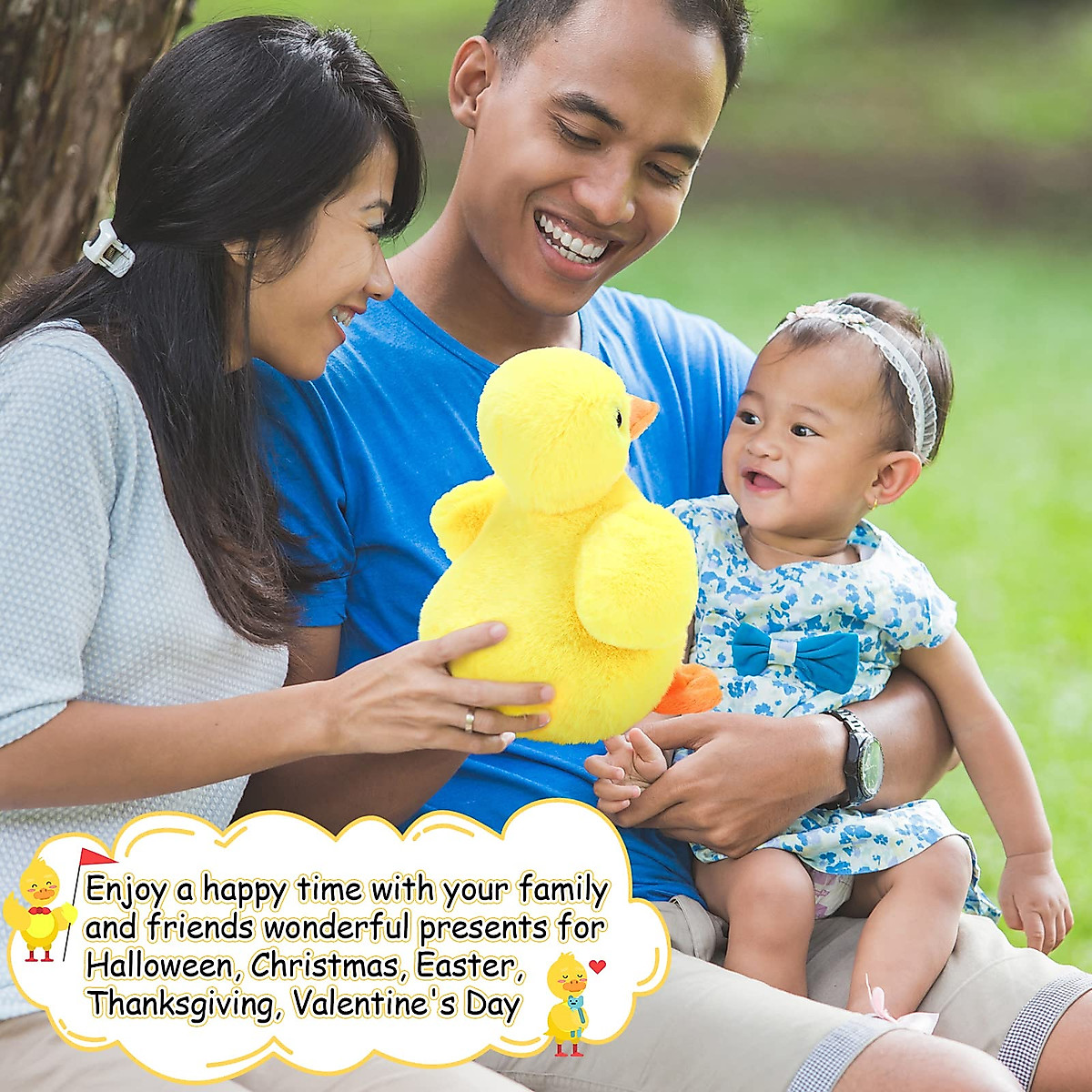 Zomiboo 5 Pieces Duck Stuffed Animals Includes Big Stuff Mommy Duck with 4 Little Baby Duck Plush Toys Soft Duck Family Plush Set with Zipper Pouch for Toddlers Boys Girls (Yellow Duck)