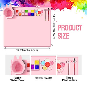 Silicone Art Mat, Silicone Mats for Crafts - Silicone Painting Mat with A4 Cutting Mat, Silicone Artist Mat with Cup for Art, Handmade, Crafts, Sewing and Scrapbooking (Pink)