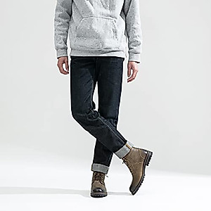 Jousen Men's Boots Leather Casual Chukka Boots for Men Waterproof Retro Hiking Motorcycle Boots(AMY8180 Khaki 12)