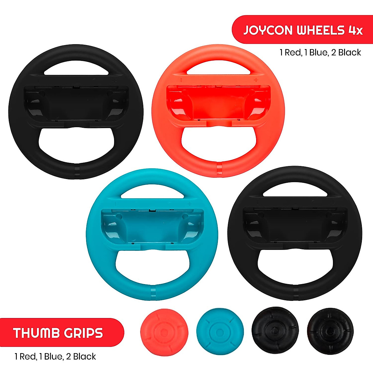 Switch Racing Wheel Controller Grip Compatible for Nintendo Switch and Nintendo OLED Games, switch wheels for mario kart, Mario kart 8 deluxe nintendo switch (4pcs)