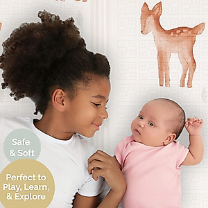 JumpOff Jo Baby Play Mat - Extra Large Folding Foam Play Mat for Infants, Babies, Toddlers, Waterproof, Double-Sided (77" x 70") - Oh Deer - Starburst