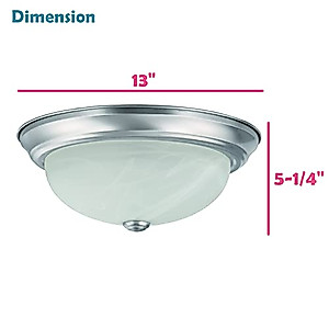 Aspen Creative 63023-09-2, 2-Light Flush Mount, Brushed Nickel Finish w/Alabaster Glass, 13" Dia, E26 Socket, 60 Watts, Bulb Not Included, Set of 2