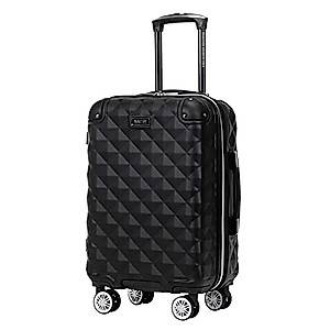 Kenneth Cole Reaction Diamond Tower Luggage Lightweight Hardside Expandable 8-Wheel Spinner Travel Suitcase, Black, 20-Inch Carry On