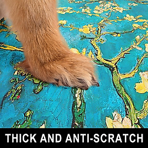 TMOODEL Dog Food Mat, 16"x24" Flower Dog Mat for Food and Water, Absorbent Dog Cat Bowl Mat Protect Floors, Cute Cat Food Mat for Feeding & Watering Supplies, Pet Feeding Mat for Pet Supplies, Green