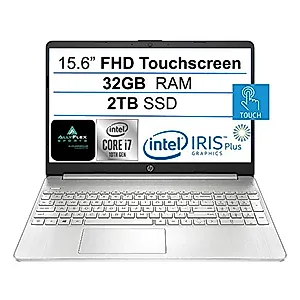 Newest HP 15.6" FHD IPS Touchscreen Laptop,10th Gen Intel Quad-Core i7-1065G7 (Up to 3.9GHz), Iris Plus Graphics, 32GB RAM, 2TB SSD, Webcam, HDMI, USB-C, WiFi, Windows 10 Home+ AllyFlex Mouspad