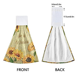 Giwawa You are My Sunshine Sunflower Kitchen Hand Towel 2 Pcs Sunflower Floral Dish Towels Absorbent Yellow Sunflowers Hanging Tie Towels Fast Drying Sunflower Towel for Bathroom 12x17in Clearance