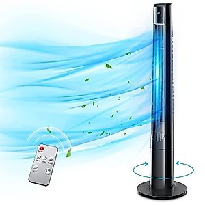 Tower Fan - 48" Oscillating Tower Fan, Bladeless Tower Fan w/ Remote & 12H Timer, Portable Standing Fan, 3 Modes, LED Display, Quiet Cooling, 70° oscillating Fan, Cooling Fans for Bedroom Home Office
